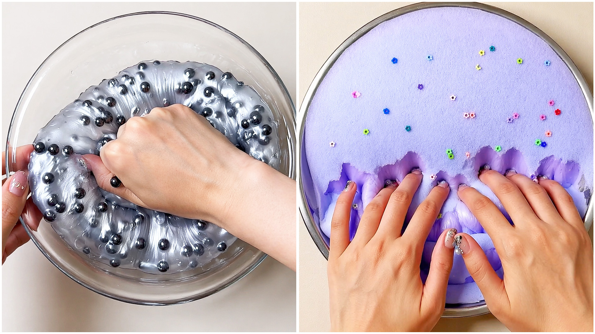 Lila Cloud Slime mischen mit knusprigen Bubble Beads