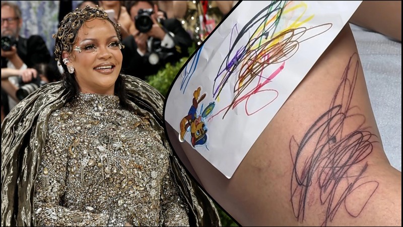 Rihanna debuts new tattoo designed by her sons RZA and Riot
