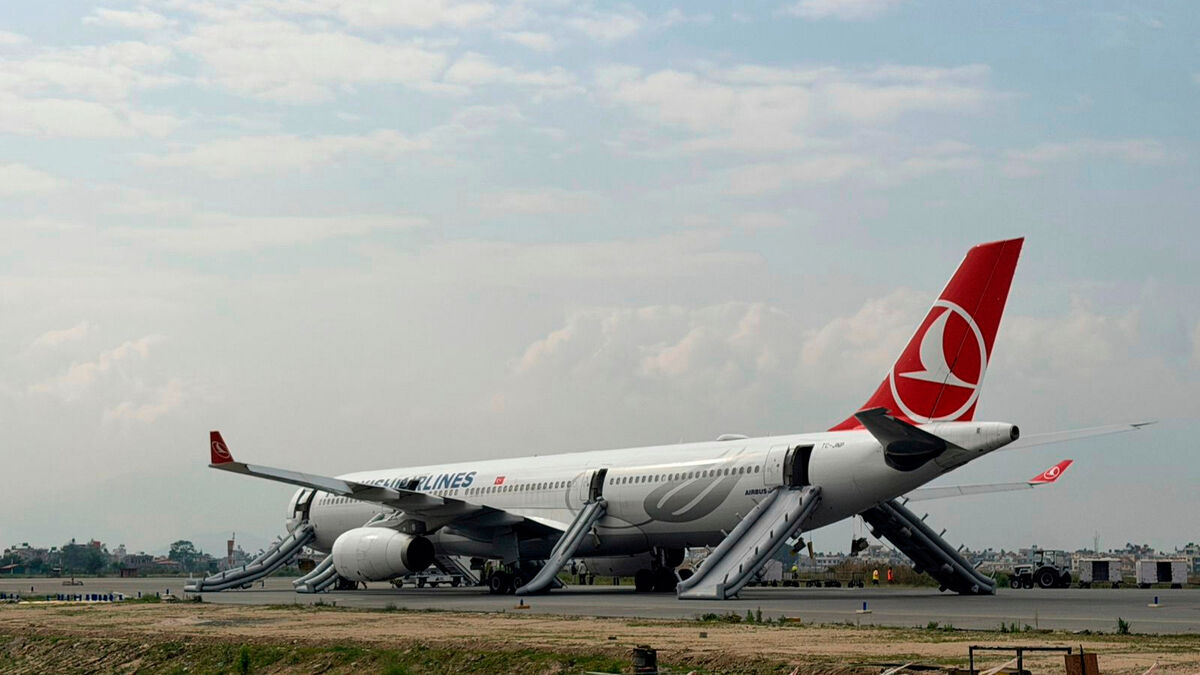 Turkish Airlines jet catches fire while landing at Nepal’s main airport