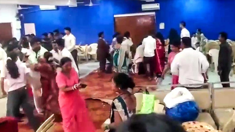 Video: Chaos after wedding, bride and groom's families attack each other