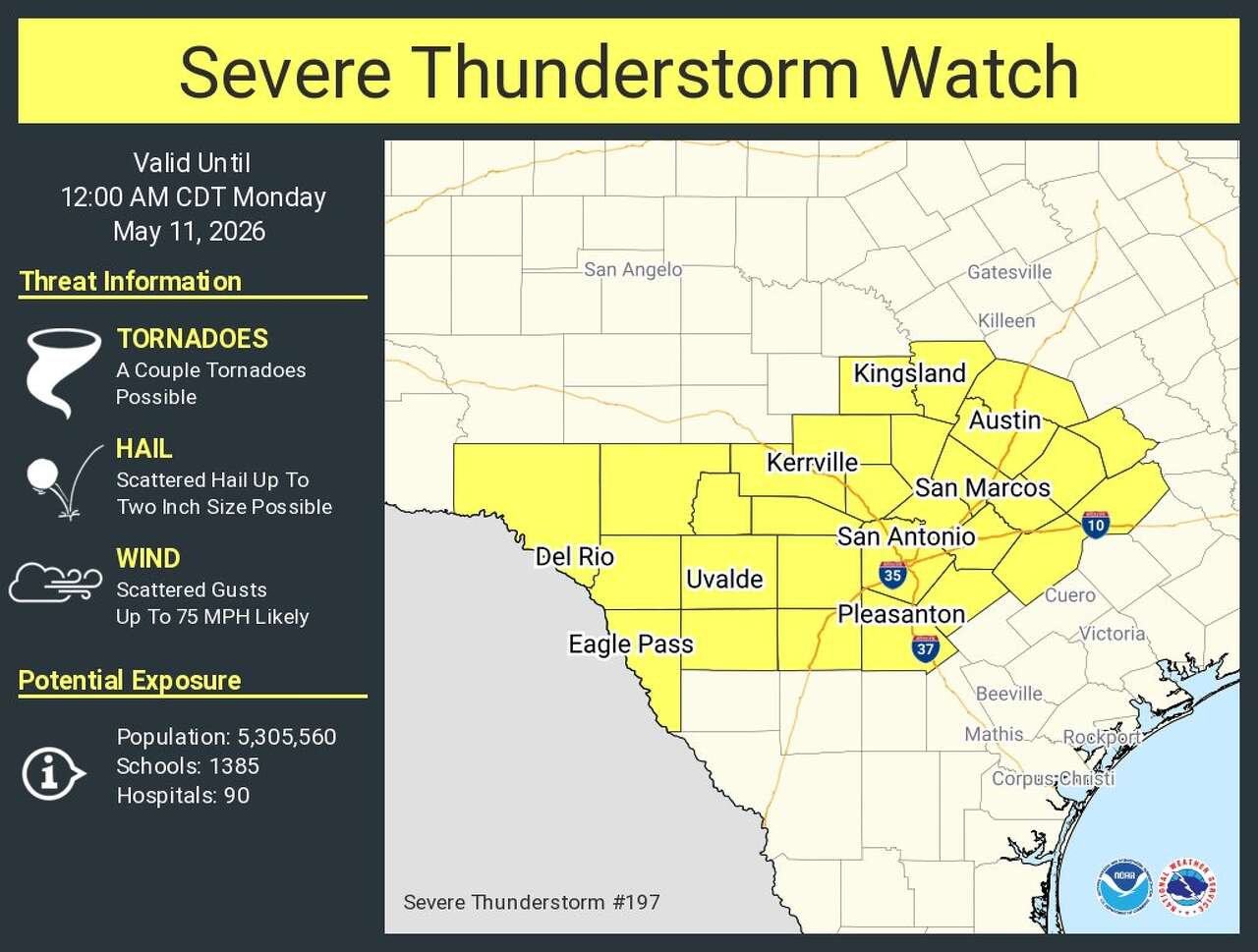 Severe storm watch issued for South Texas tonight. Here's when storms ...