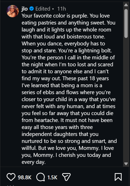 Mother's Day: Jennifer Lopez pens an emotional note for her mom - 'You ...