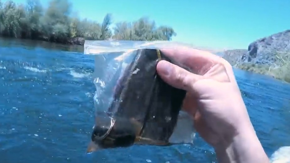 It was still full - he found a plastic baggie underwater, then tracked ...