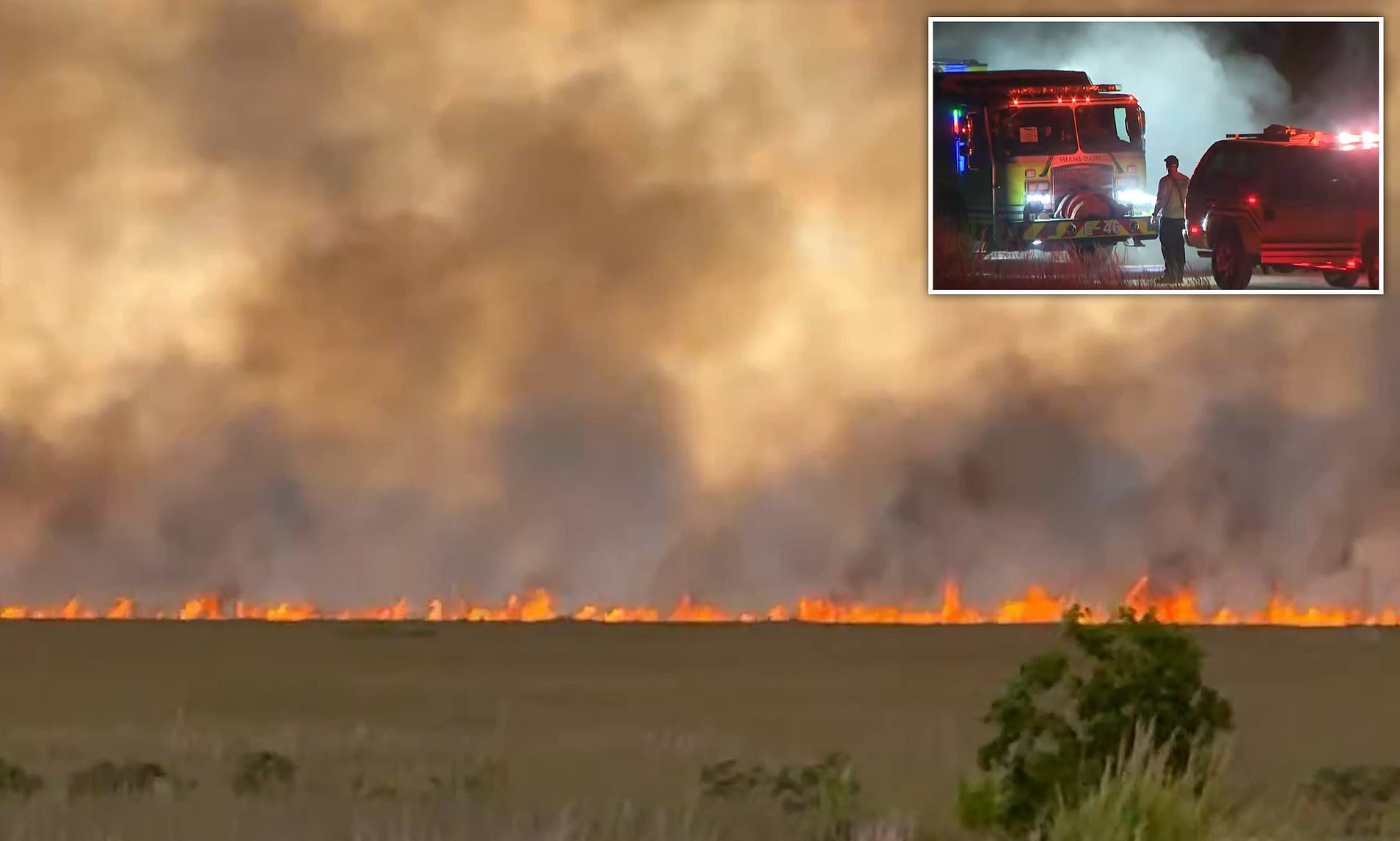 Fire crews battle huge 5,000-acre Everglades brush blaze
