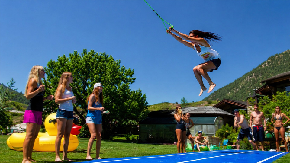 Powerful launcher sends human flying through air