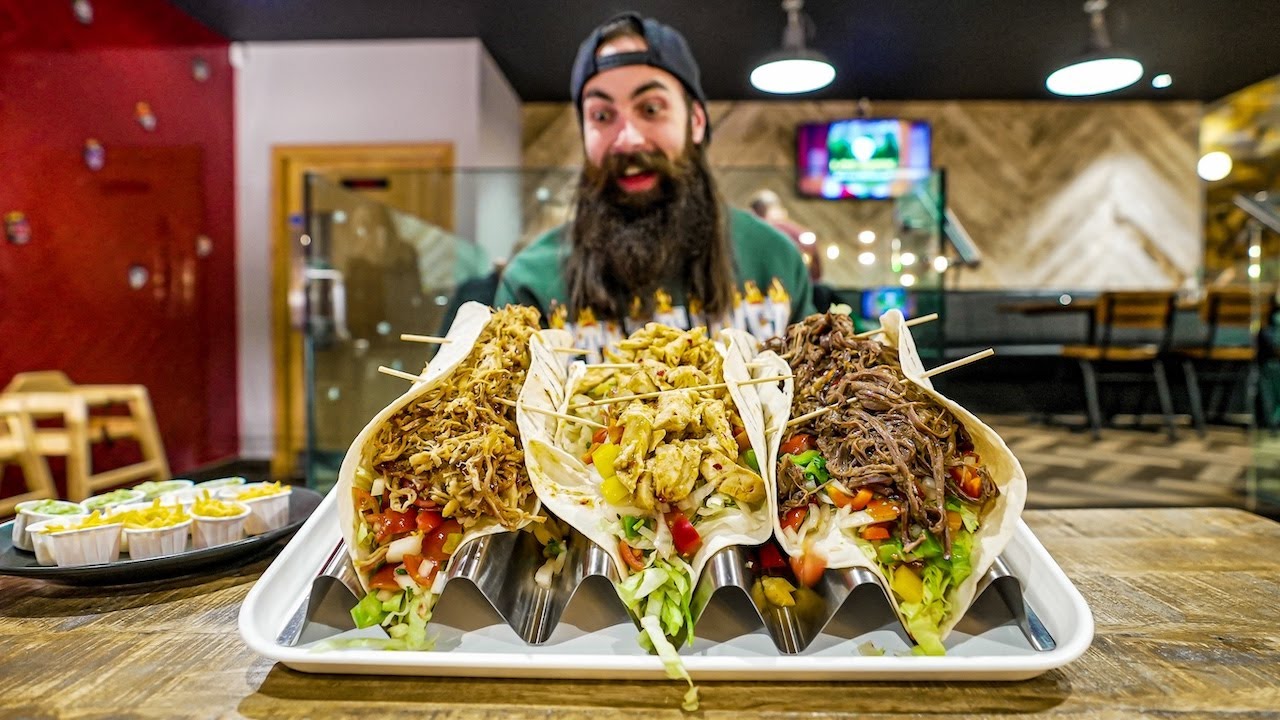 Los Jefes triple gigantic taco challenge | BeardMeatsFood