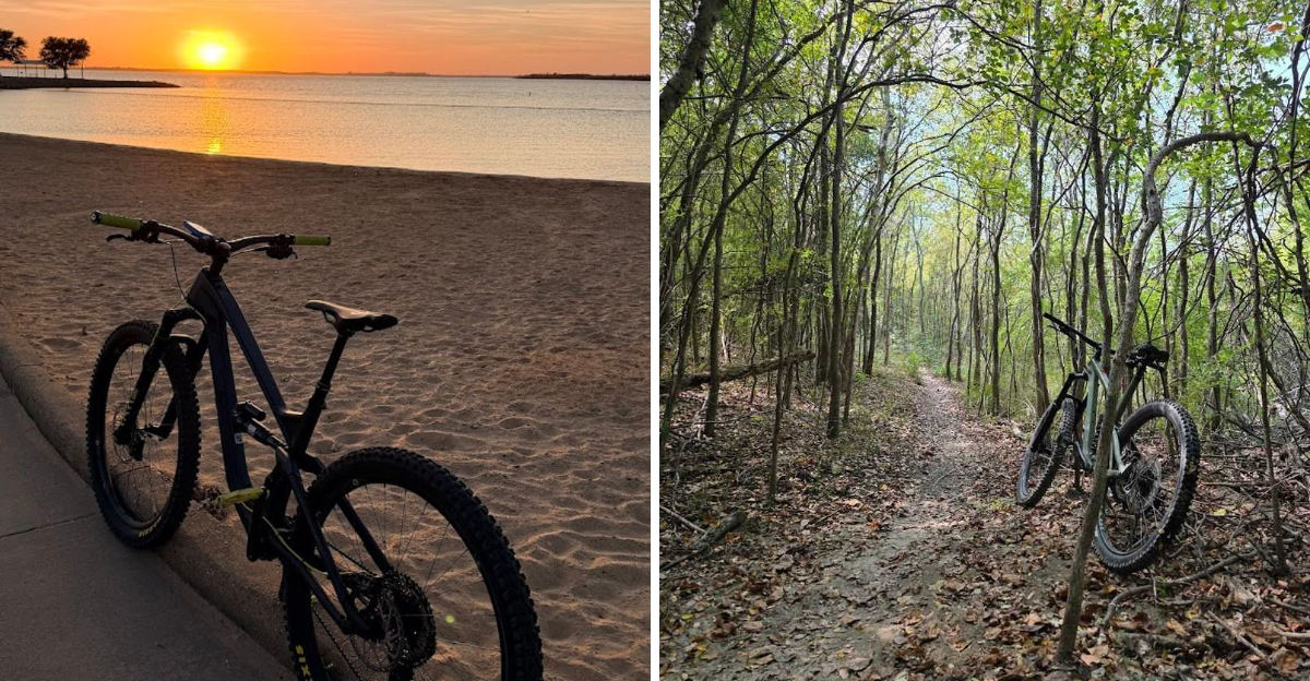 A Texas bike trail with rolling terrain and lakeside views that keeps ...