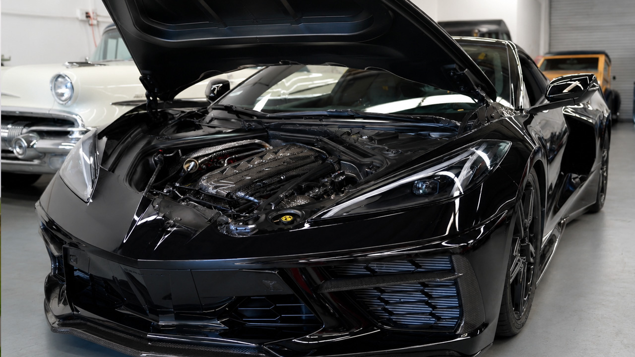 Bagged C8 Corvette Z51 with engine upgrade and custom carbon build