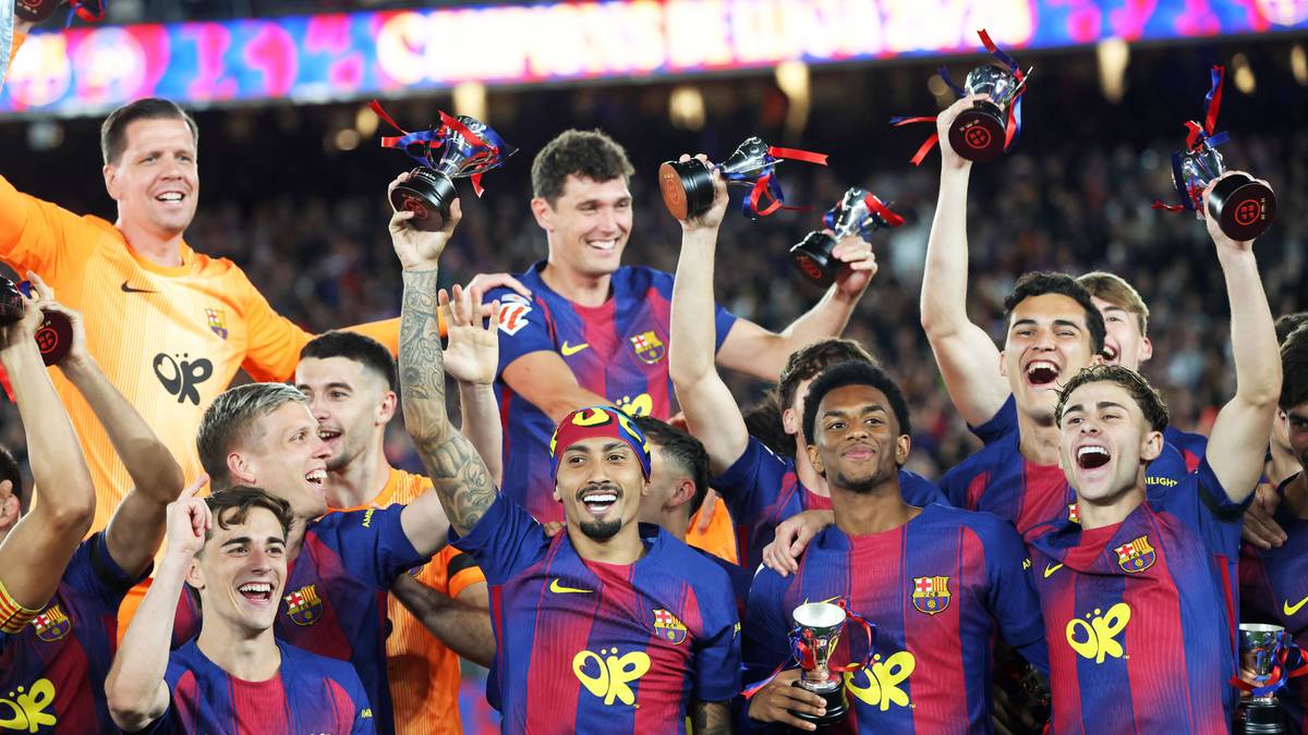 O Barcelona sagrou-se campeão espanhol depois de bater o Real Madrid ...