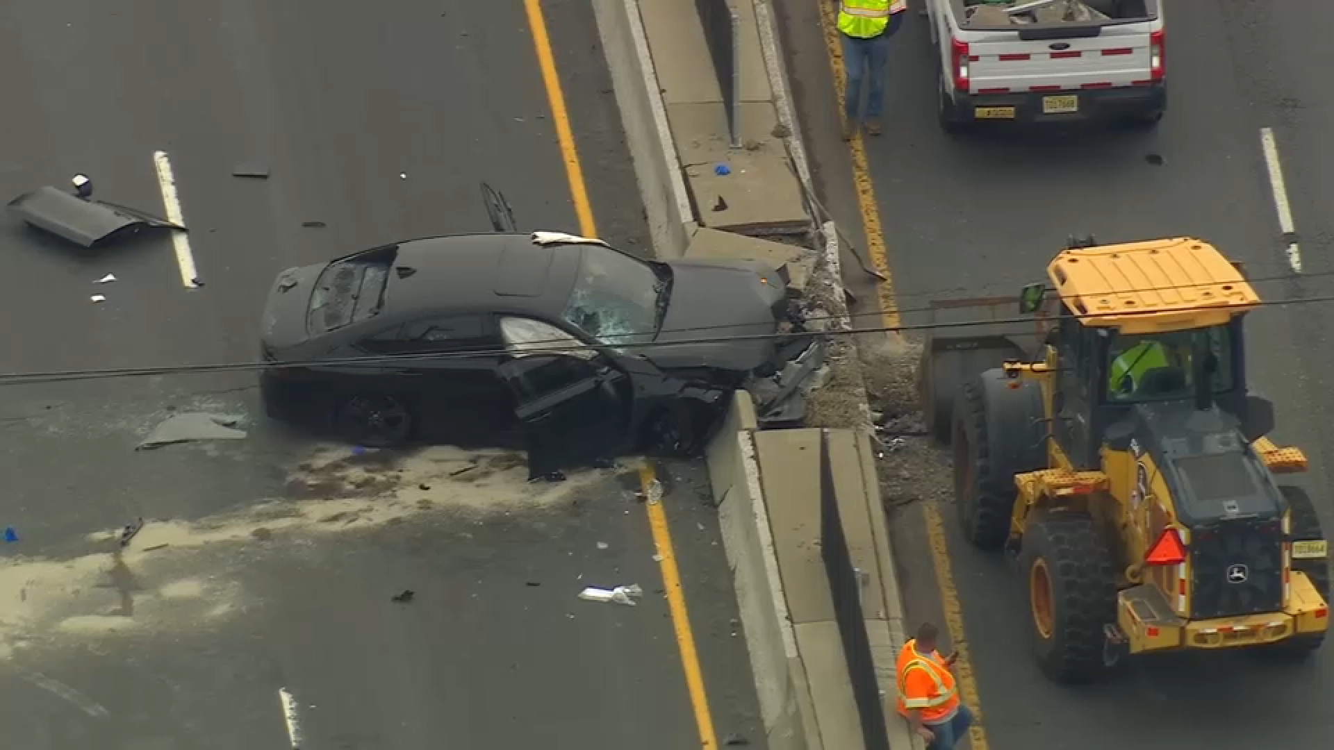 Two hurt after car crash into barricade in North Plainfield, New Jersey