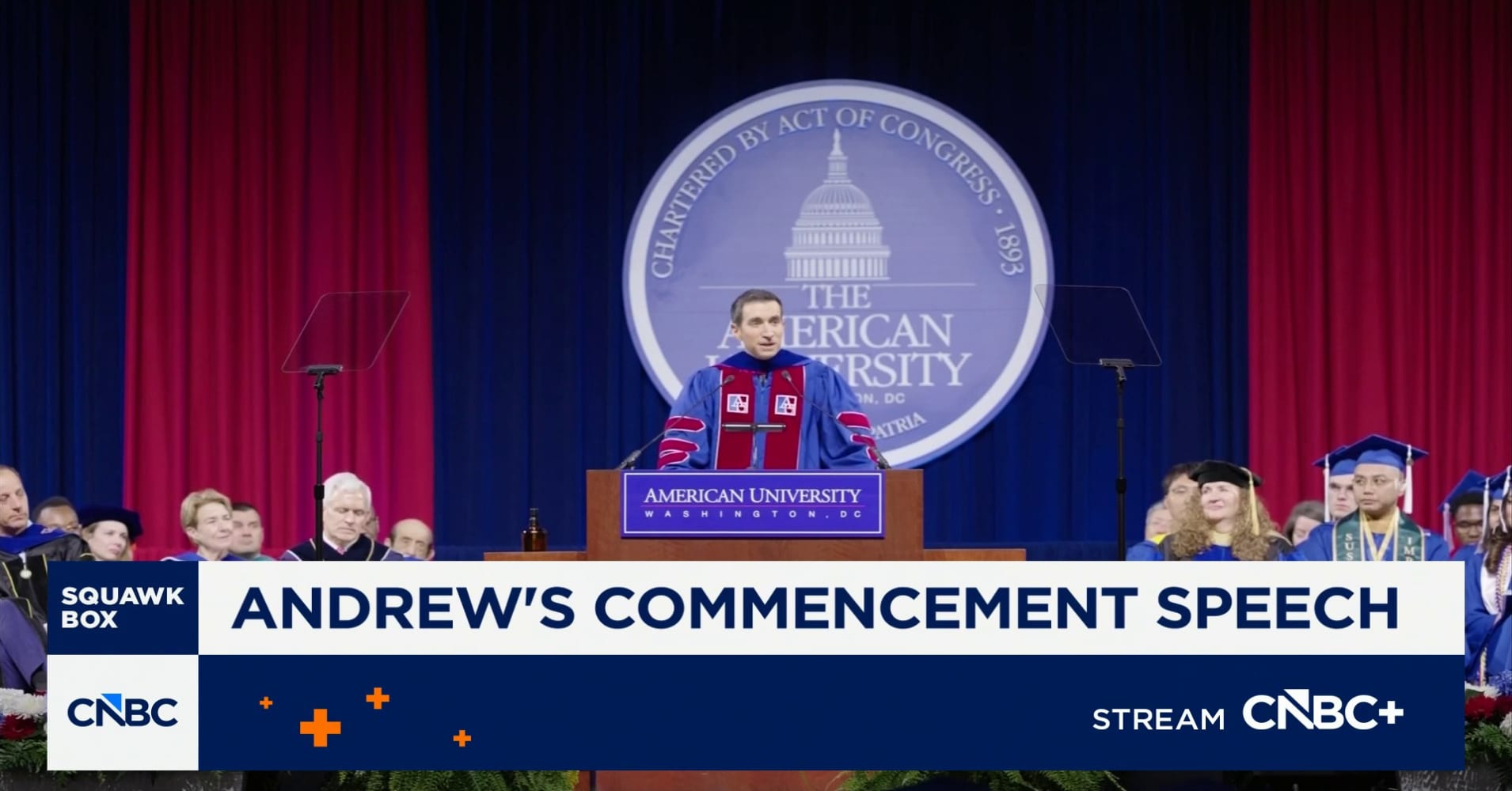Andrew Ross Sorkin delivers commencement address at American University