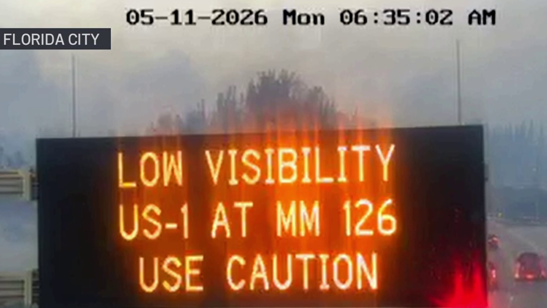Wildfire in Florida City causes low visibility on US 1, officials say