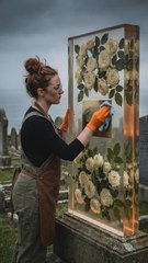 Casting white roses in resin: Memorial process🌹