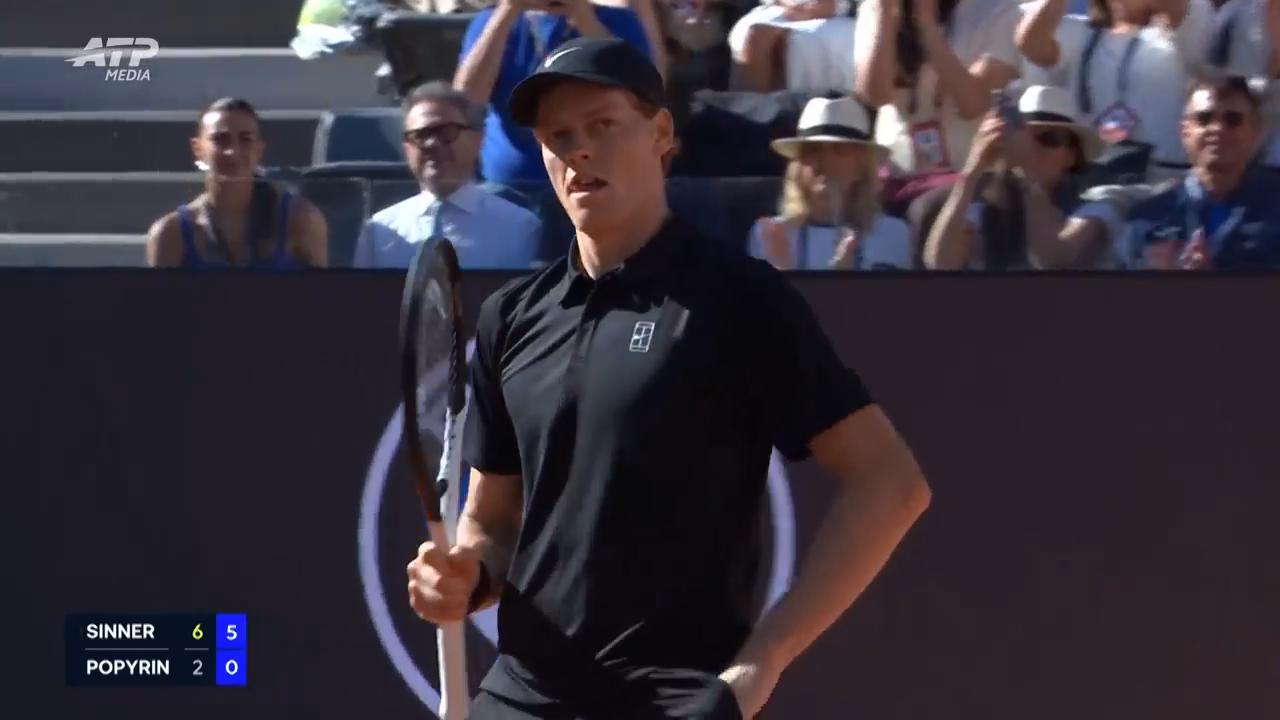 Sinner storms past Popyrin to advance in Italian Open last 16