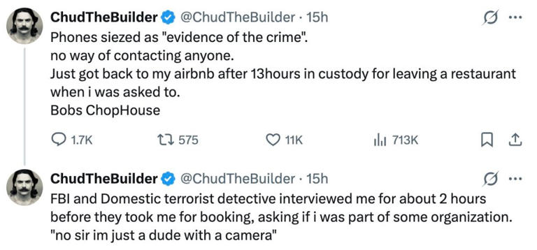 Influencer 'Chud the Builder' arrested after allegedly skipping out on ...