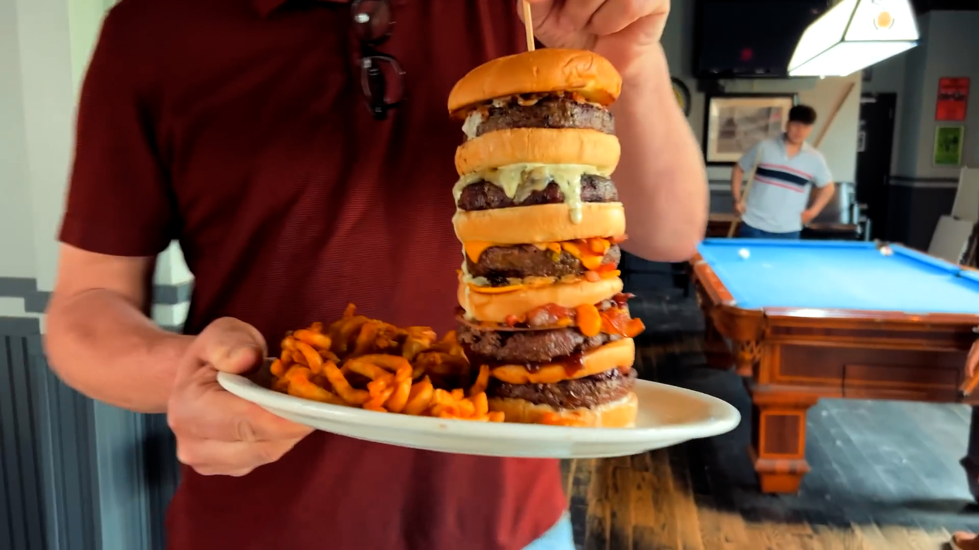 Girl takes on crazy 5 stack burger and fries - can she win?