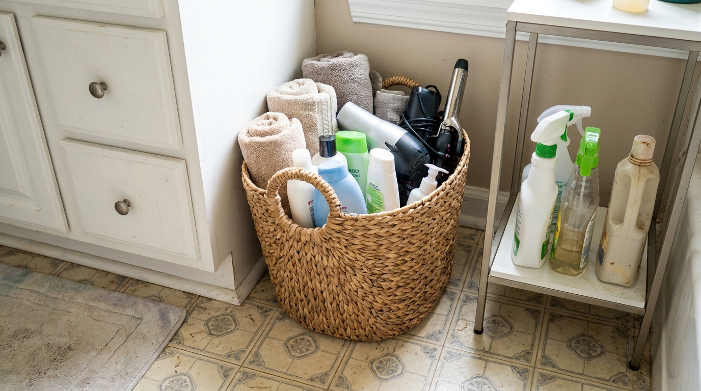 Small bathroom basket taking over? Easy swaps that make products easier ...