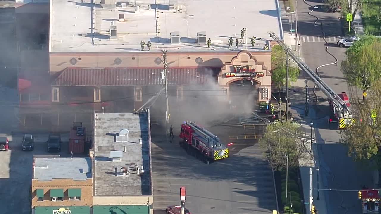 Chopper 7 shows crews battling fire at E&L Super Mercado in Detroit