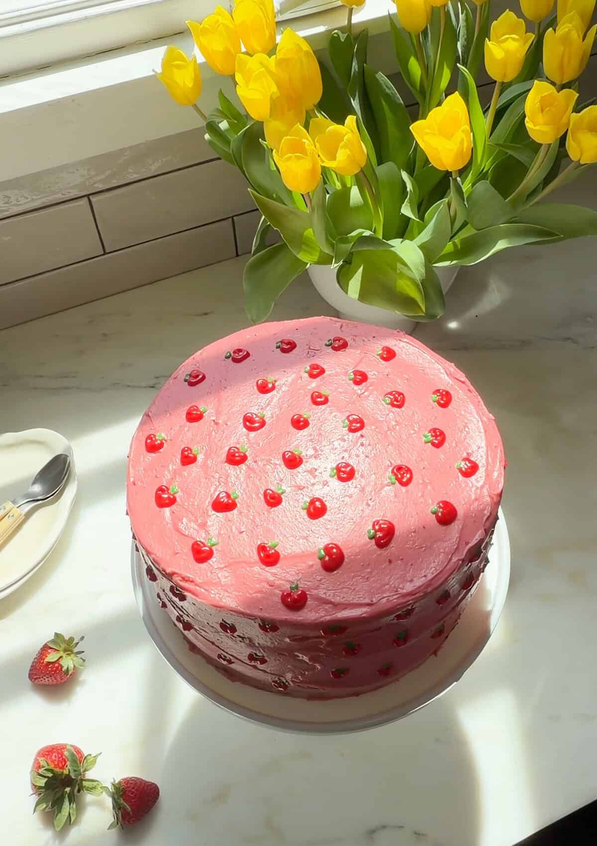 The softest, fluffiest strawberry layer cake