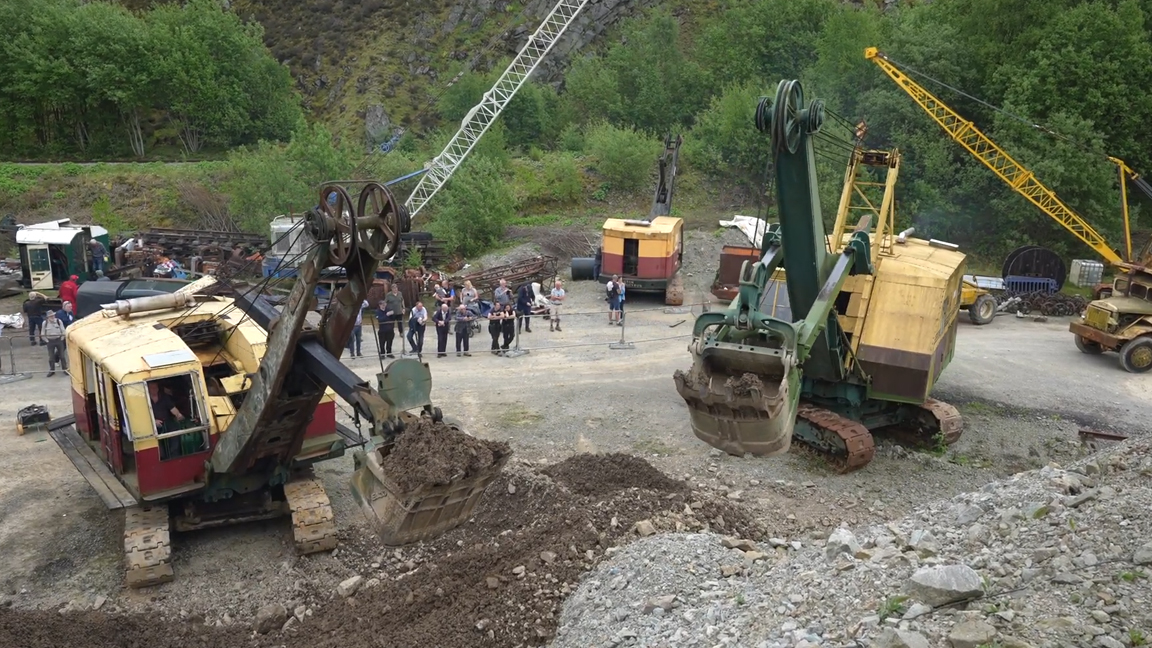 Classic mining excavators demonstrating heavy digging power