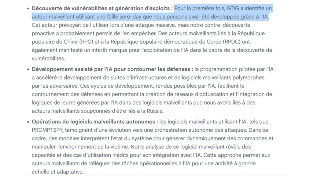 Google a détecté le premier exploit « zero-day » conçu avec l’aide de l’IA