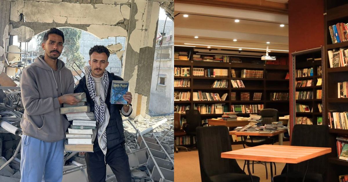 Built with books found in the rubble, volunteers open Gaza's 'Phoenix ...