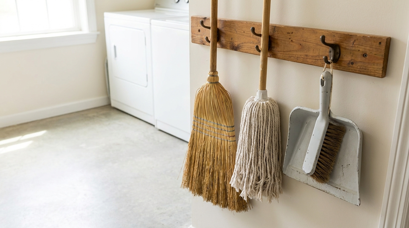 The mop-and-broom wall fix that gets cleaning tools off the floor