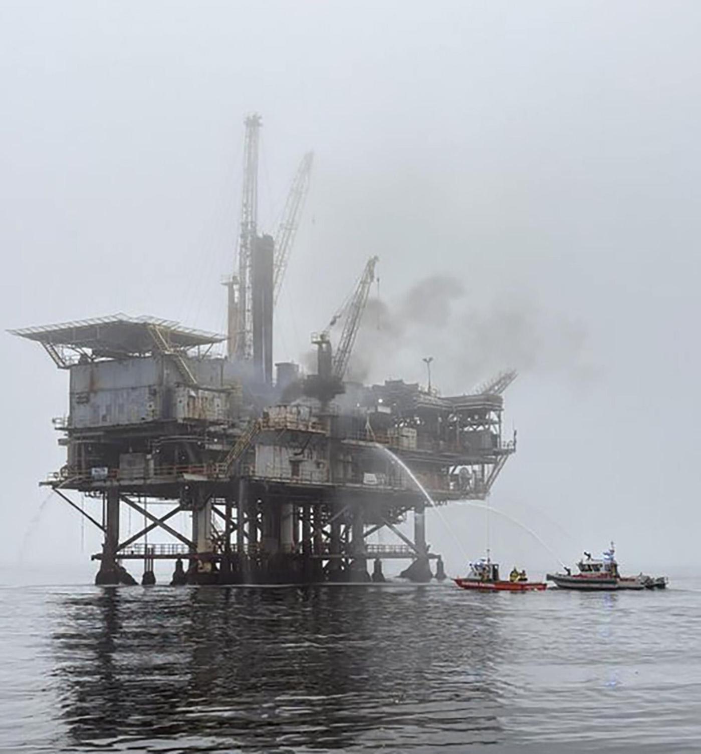 Oil rig off Southern California coast catches fire, dozens of workers ...