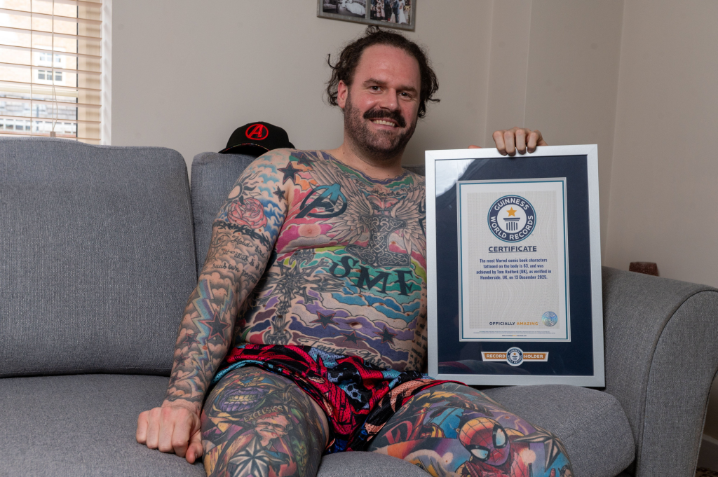 Man breaks world record for having most Marvel comic tattoos