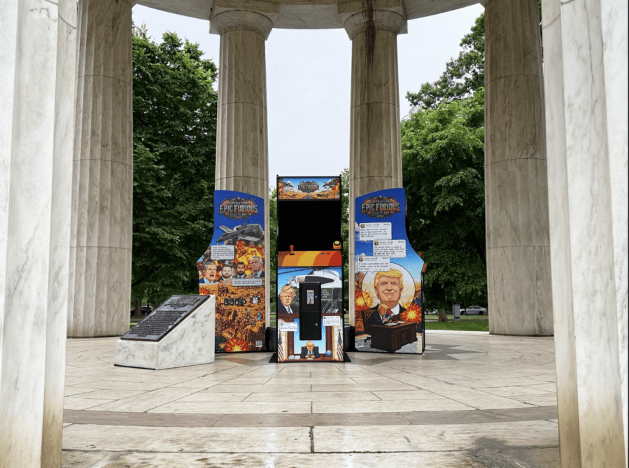 Trump, Iran war arcade-style video game installed on National Mall