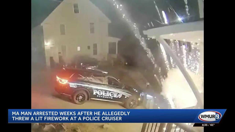 Mass. man arrested after video shows thrown firework exploding near officer