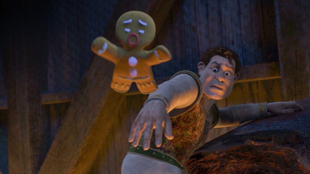 Shrek and the giant gingerbread man storm the castle Shrek 2