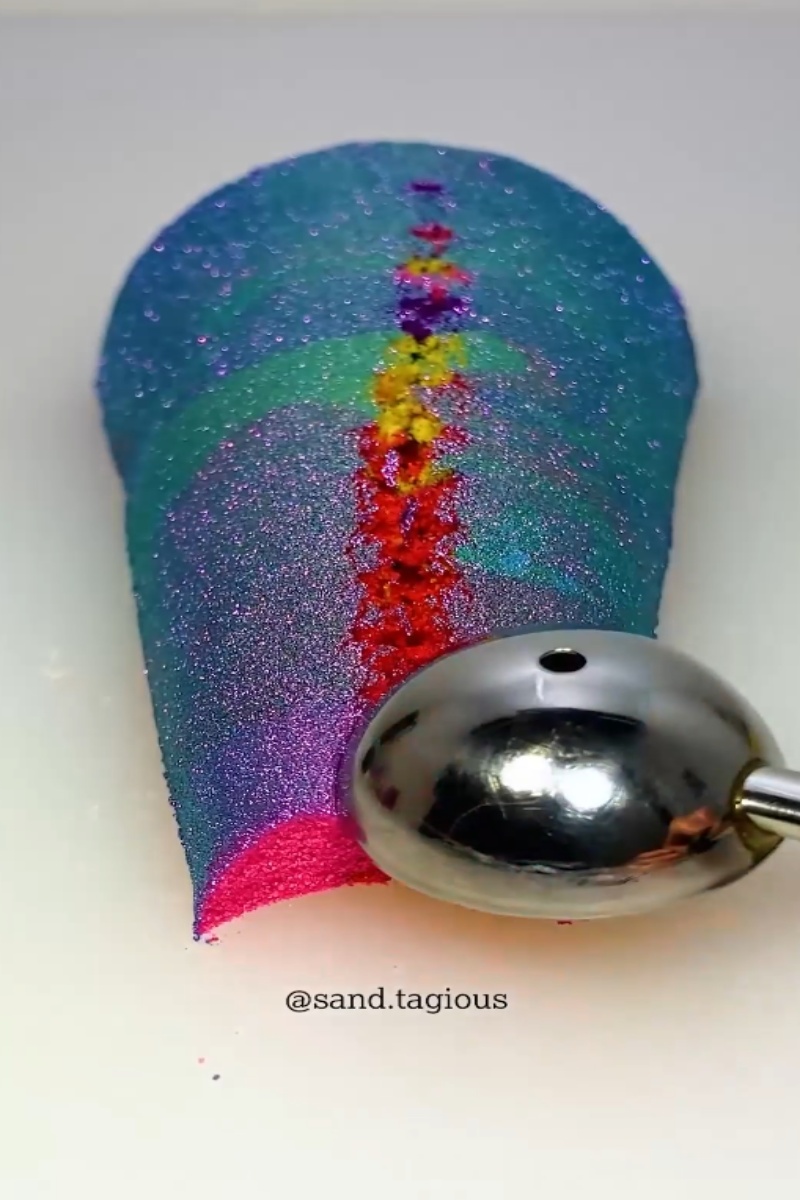 Colorful kinetic sand cutting ASMR