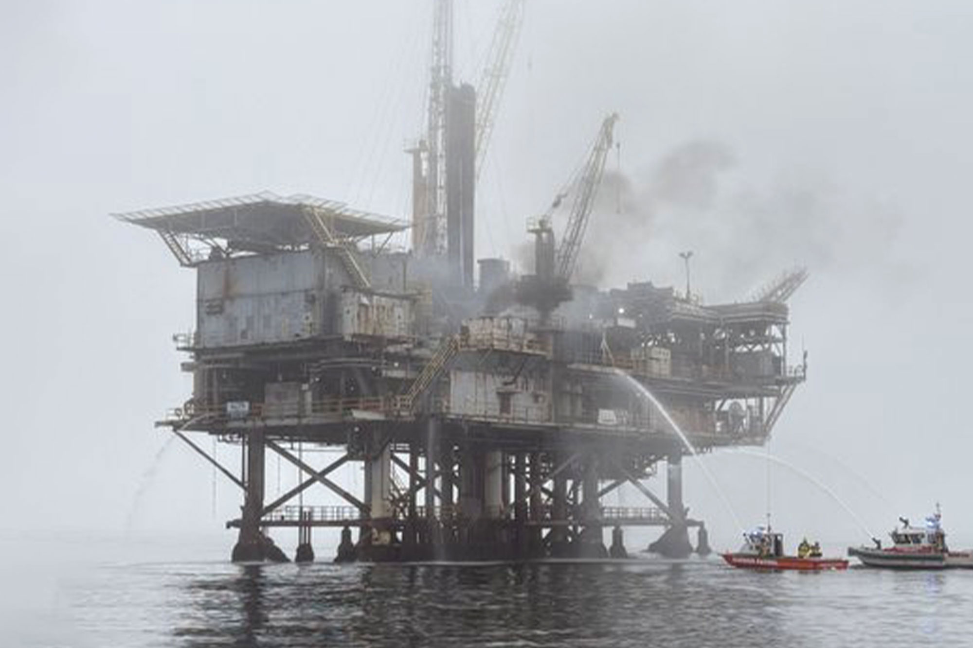 Southern California oil rig catches fire, workers evacuated