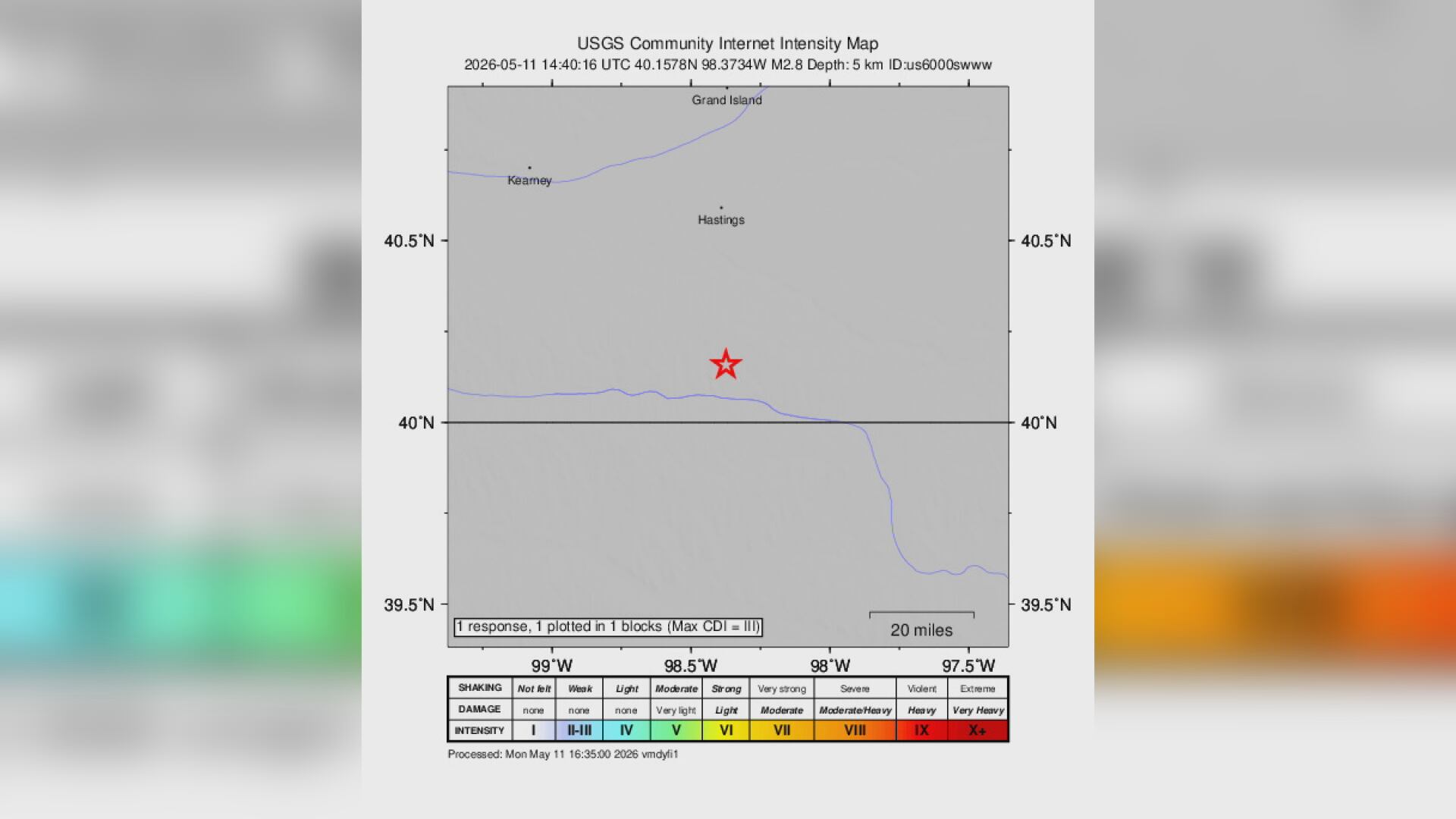 Small earthquake reported in south-central Nebraska