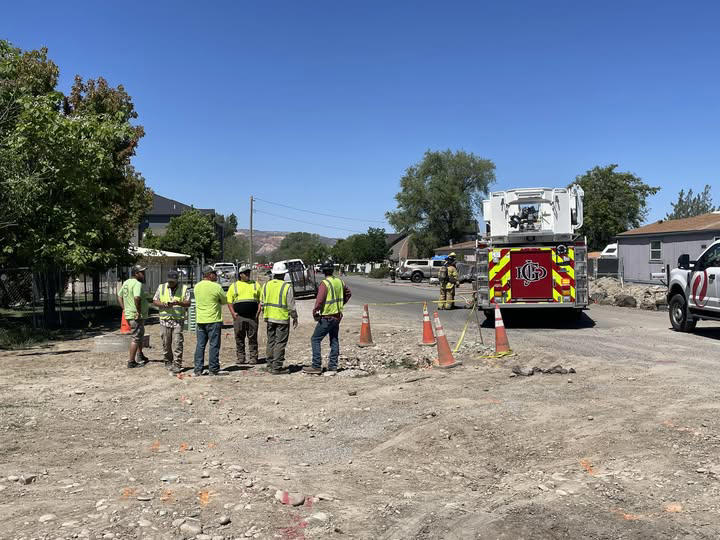 Gas leak reported after line hit during construction