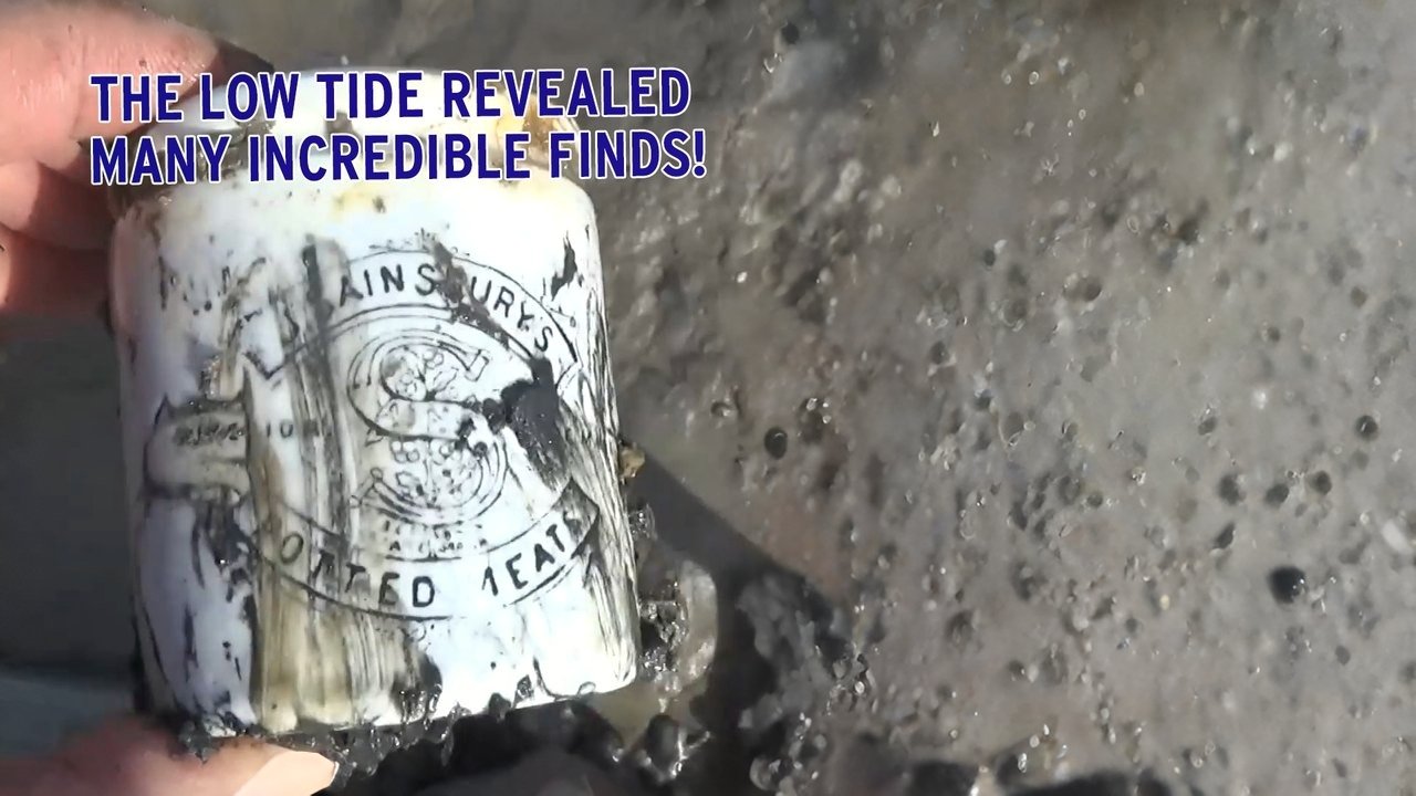 River Thames low tide reveals curious finds