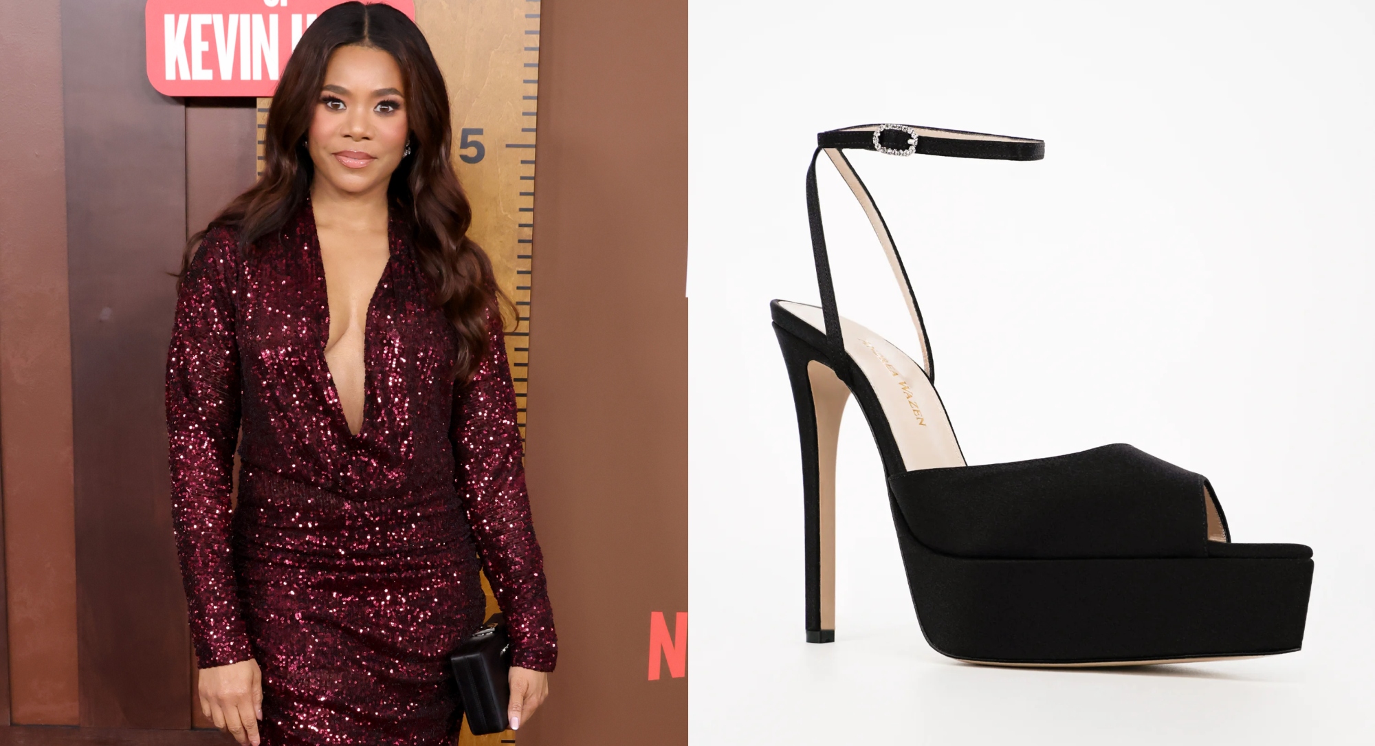 Regina Hall dons lofty pointed platforms at 'The Roast of Kevin Hart'