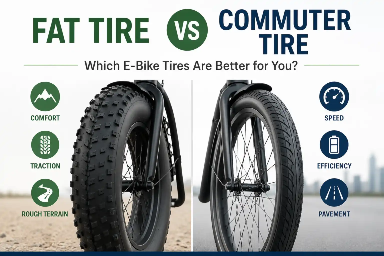 Fat tire vs commuter tires: Which e-bike tires are better for real riders?