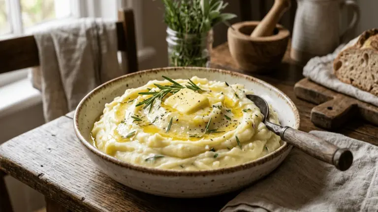 Así puedes preparar un delicioso puré de papa con romero y ajo en casa