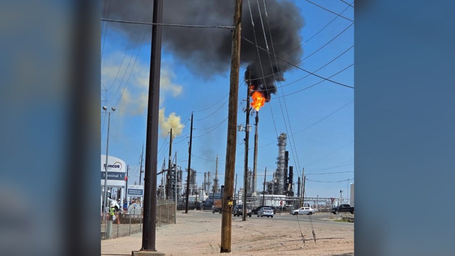 Black smoke visible in Denver due to fire at Suncor oil refinery