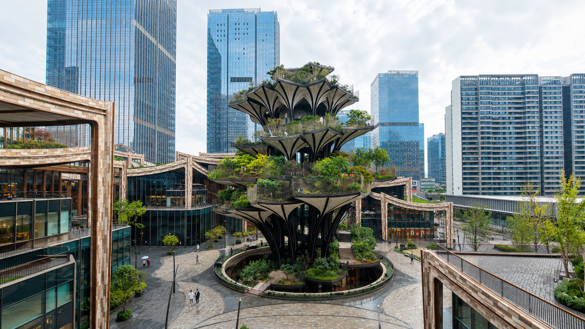 People visit this modern mall just to see the massive tree-like structure