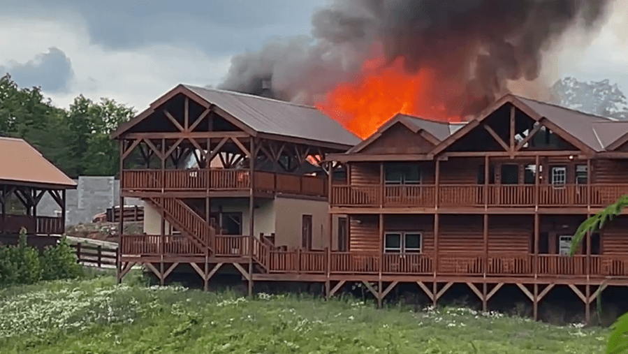 No injuries reported after large structure fire in Sevierville