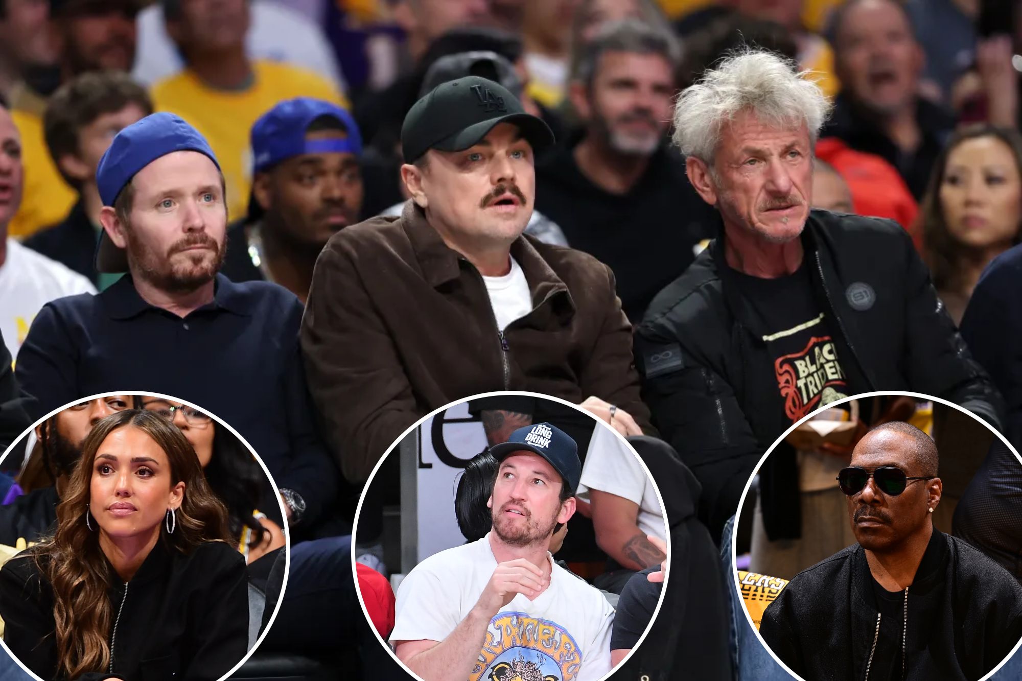 Eddie Murphy, Sean Penn, and Leonardo DiCaprio attend Thunder vs ...