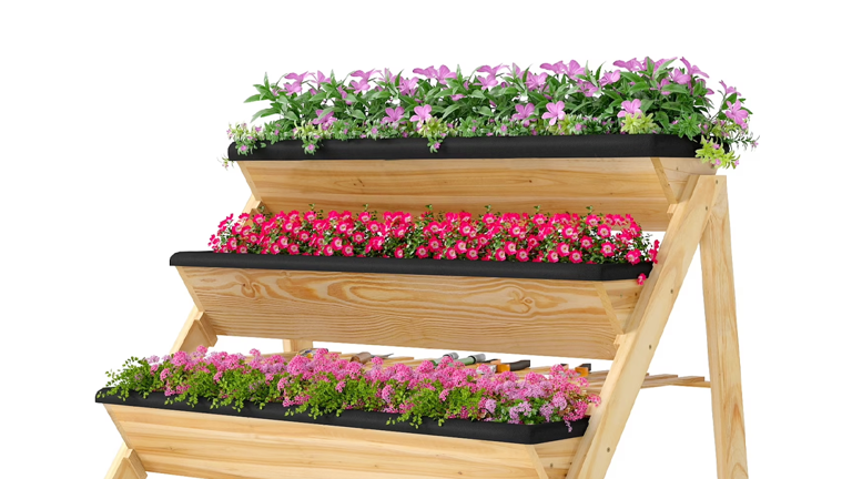 Walmart's $85 3-tier wooden garden bed maximizes small patio gardening ...