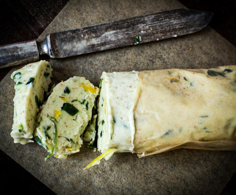 Browned butter ramp compound butter with lemon zest