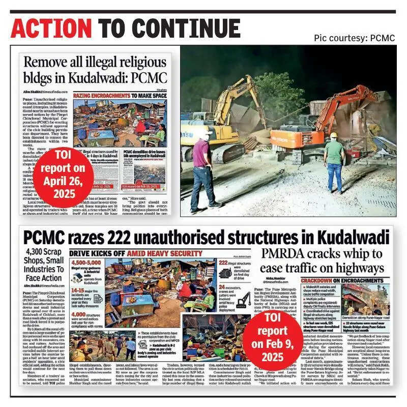 PCMC demolishes 4 unauthorised religious structures in overnight drive ...