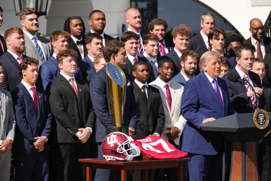 AP photos: Indiana football team visits White House after winning 2026 ...