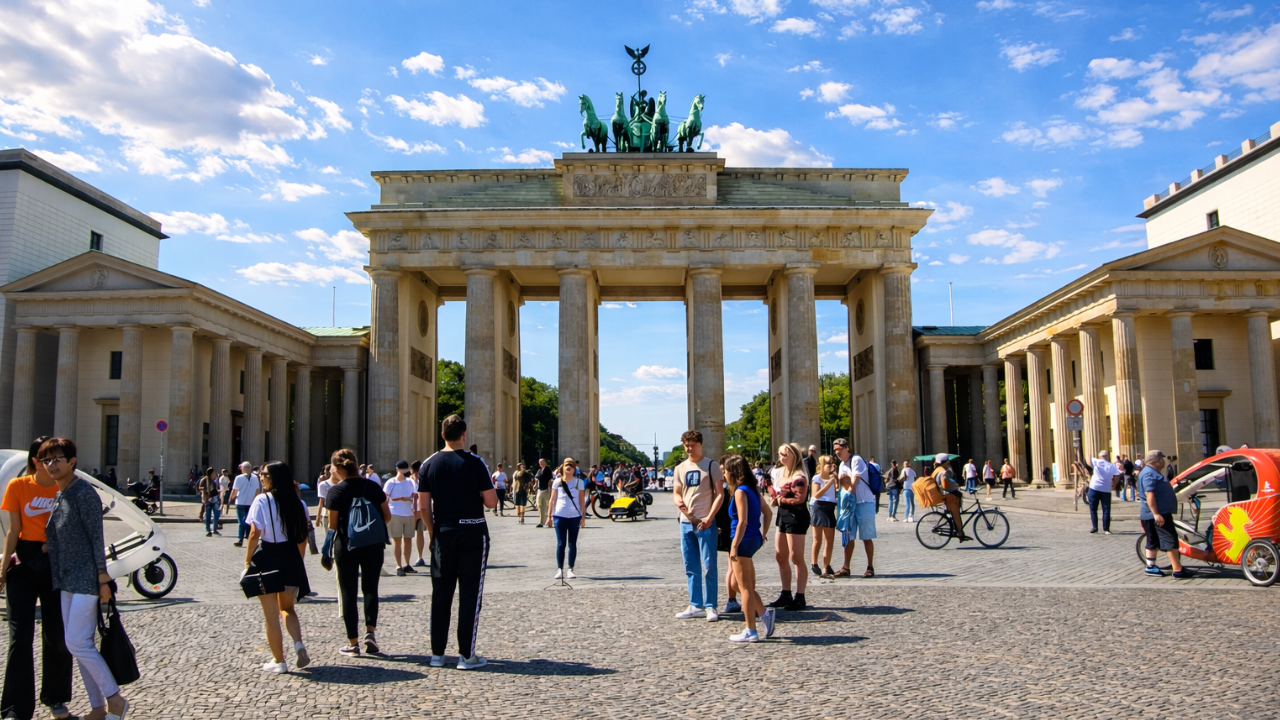 A sunny walk by Berlin’s Brandenburg Gate (4K)