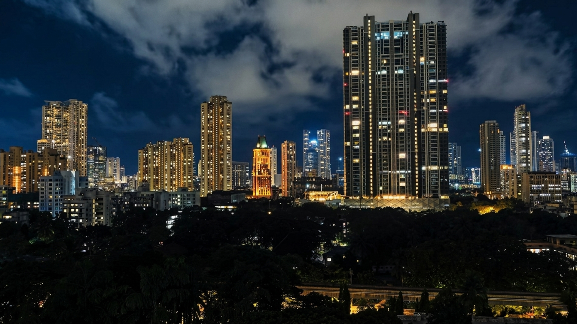 What makes Mumbai skyline feel so futuristic at night?
